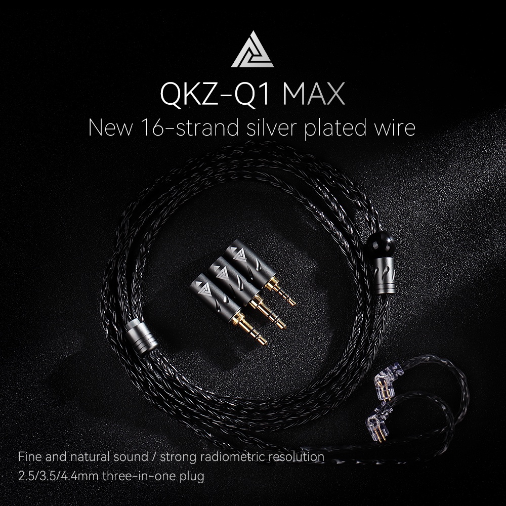 QKZ Q1 MAX 16 Stand 352 Cores Earphones Upgrade Cable 3 in 1 Silver Plated MMCX QDC KZ C Pin for ...