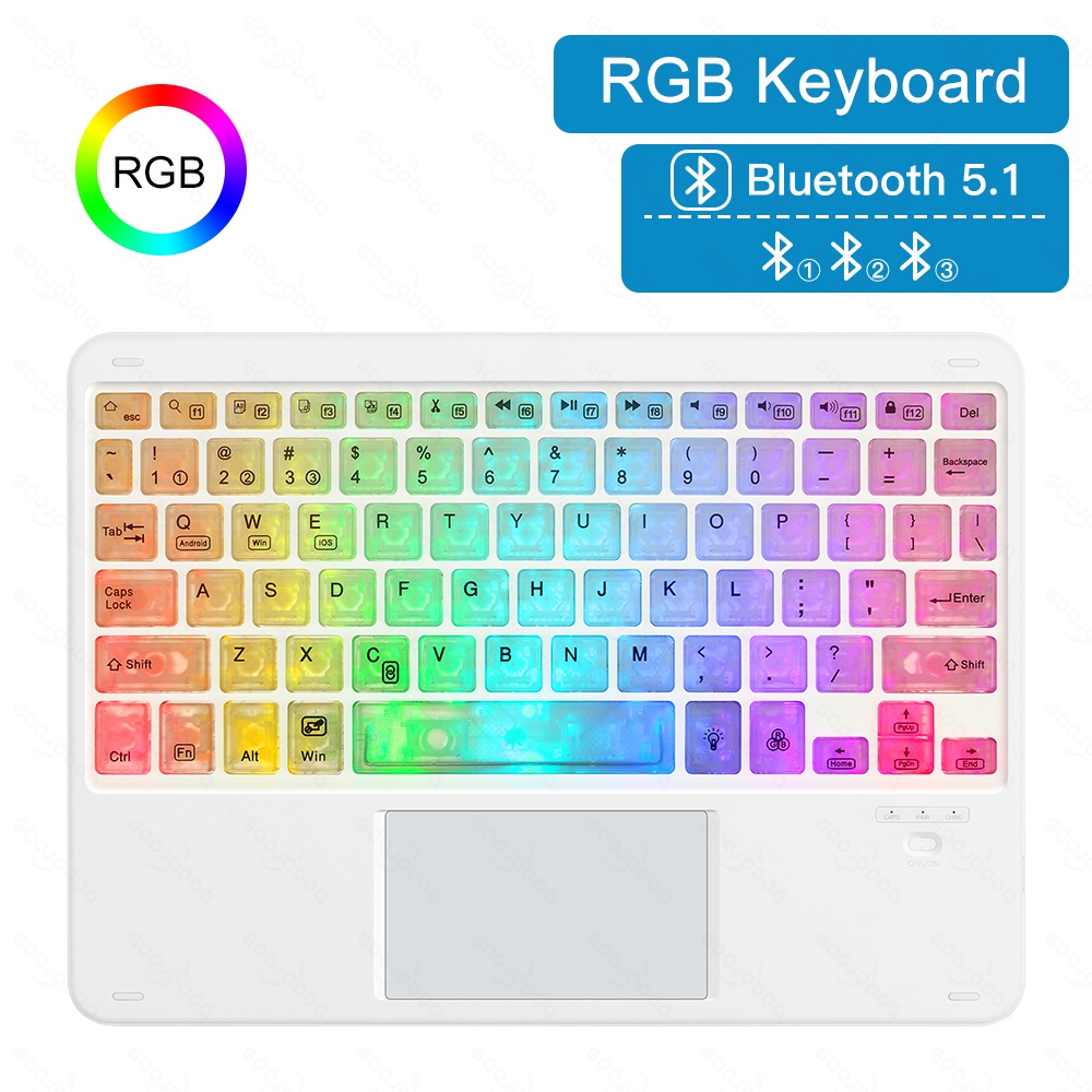 GOOJODOQ RGB Transparent Wireless Bluetooth Keyboard With Touch Pad ...