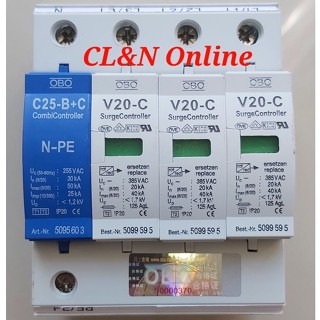 避雷器 Germany OBO BETTERMANN 40KA V20-C/1+NPE/ V20-C/3+NPE Surge Arrester ~385V AC Surge ...