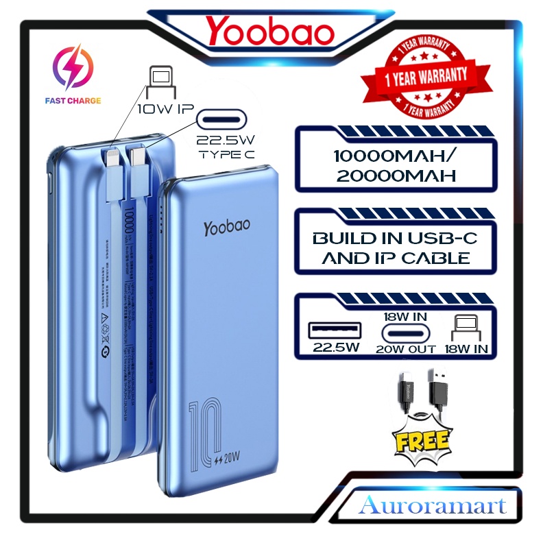 Original Yoobao Powerbank 22.5W 5A Super Fast Charging Slim Powerbanks ...
