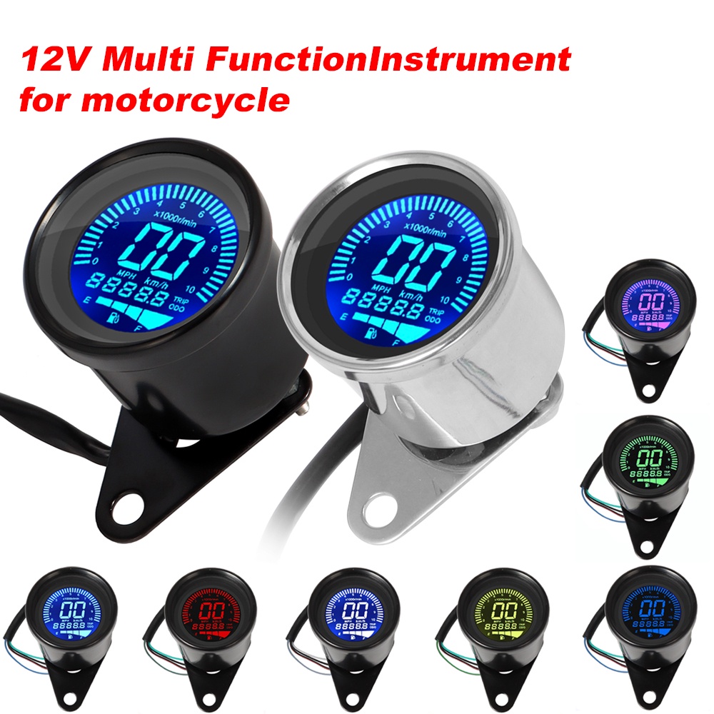 DIGITAL METER LED LCD Speedometer Meter Universal Fit Semua Motor RPM ...