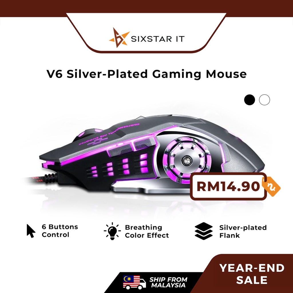 YEAR-END SALE 】V6 Mechanical Mouse Gaming Mouse Wired Mouse 6 Buttons ...