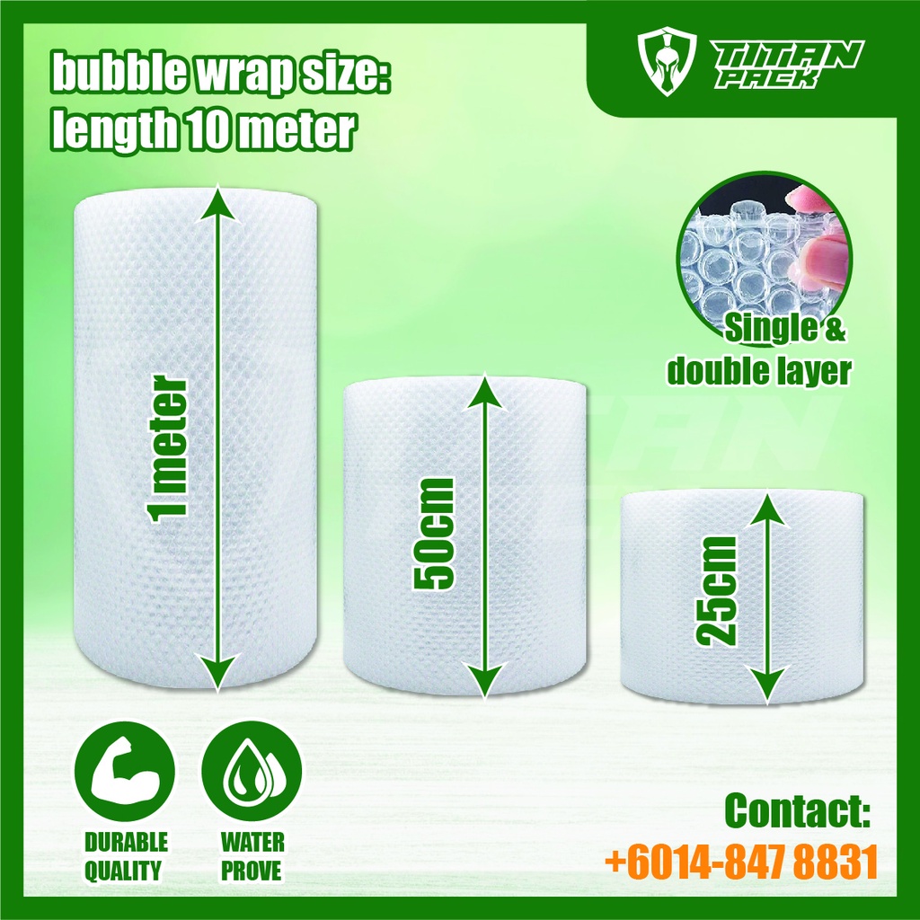 Bubble Wrap 10 Meter! 3 Sizes - 25CM, 50CM, 1M! Single Layer Double ...