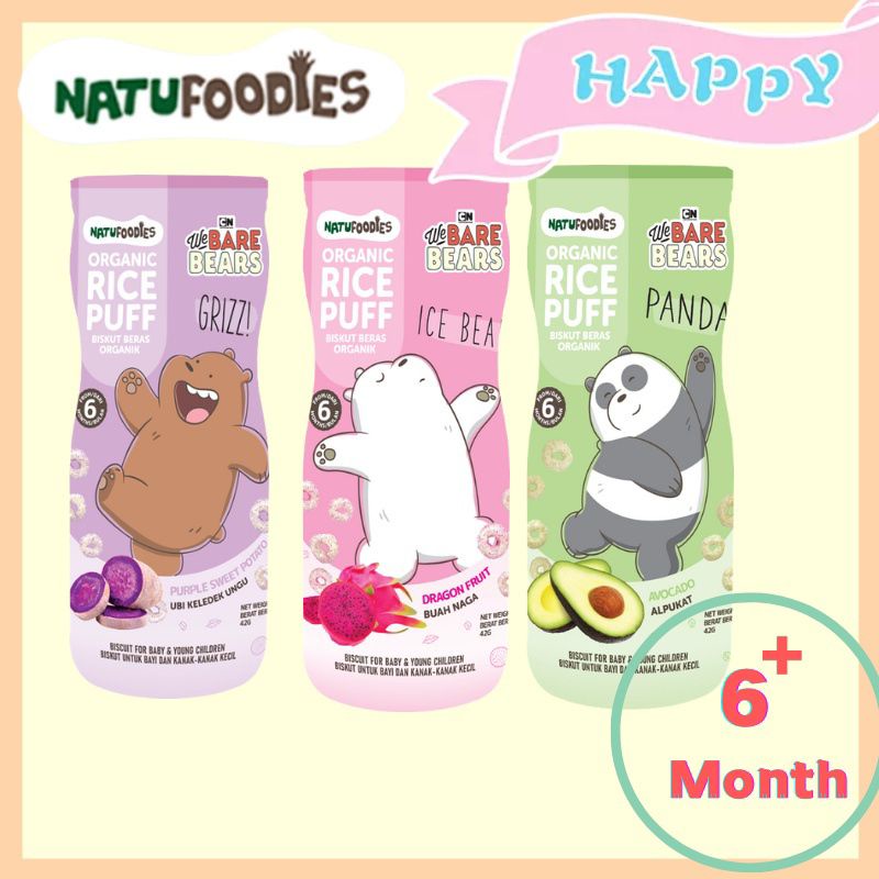 Natufoodies Organic Rice Puff Avocado/ Dragon Fruit/ Purple Sweet Potato (42g) | Shopee Malaysia