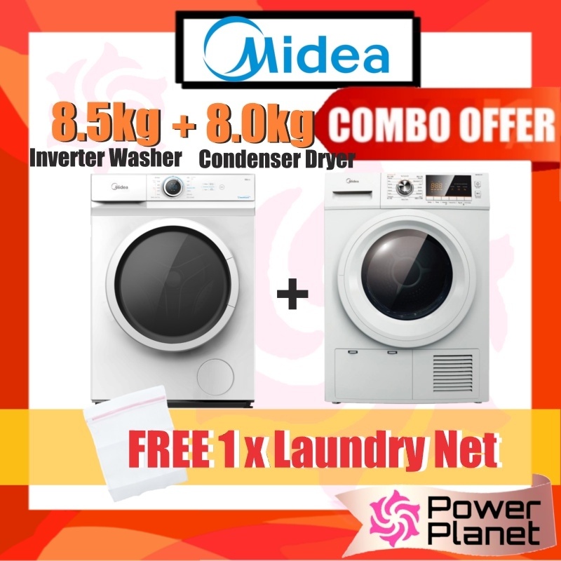 [COMBO OFFER + FREE GIFT] Midea 8.5 KG Front Load Inverter Washer ...