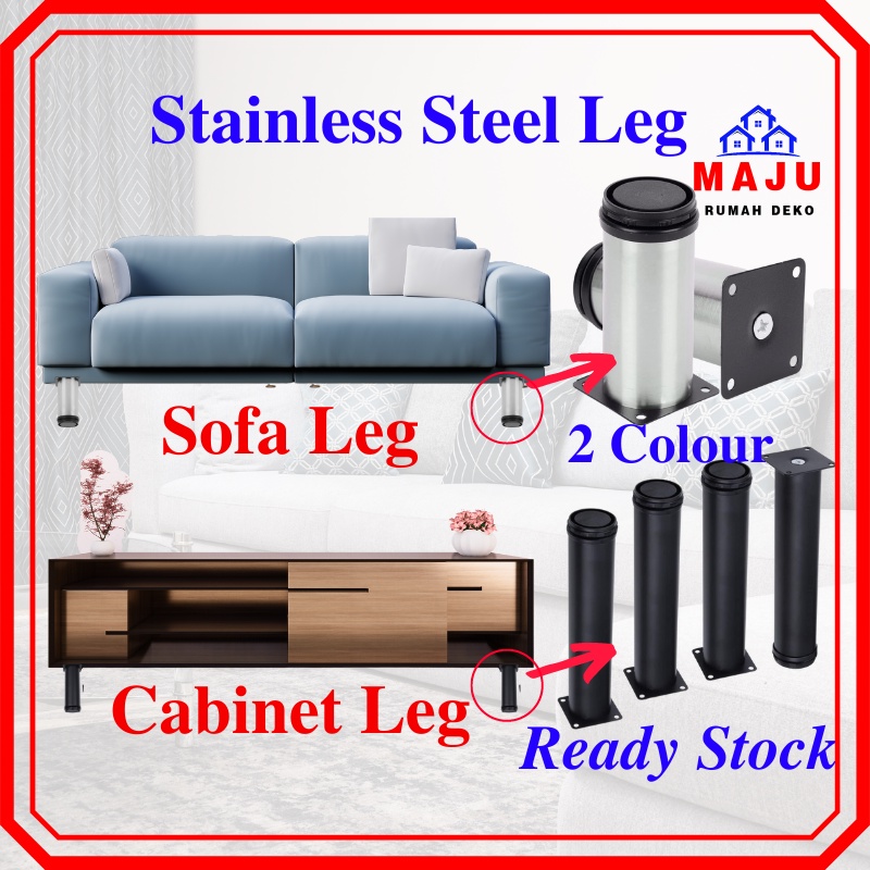 MAJU Sofa Leg Kaki Sofa Kabinet Stainless Steel Adjustable Diy Tapak ...