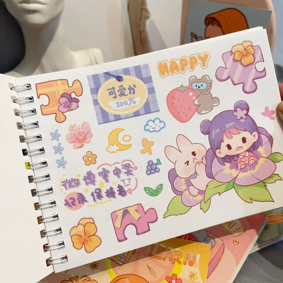 Pretty AESTHETIC SWEET LITTLE GIRL NOTEBOOK STICKER BOOK CUTE KORE ...
