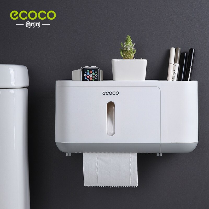 SR99. ECOCO Waterproof Bathroom Roll Paper Box Toilet Paper Box Wall ...