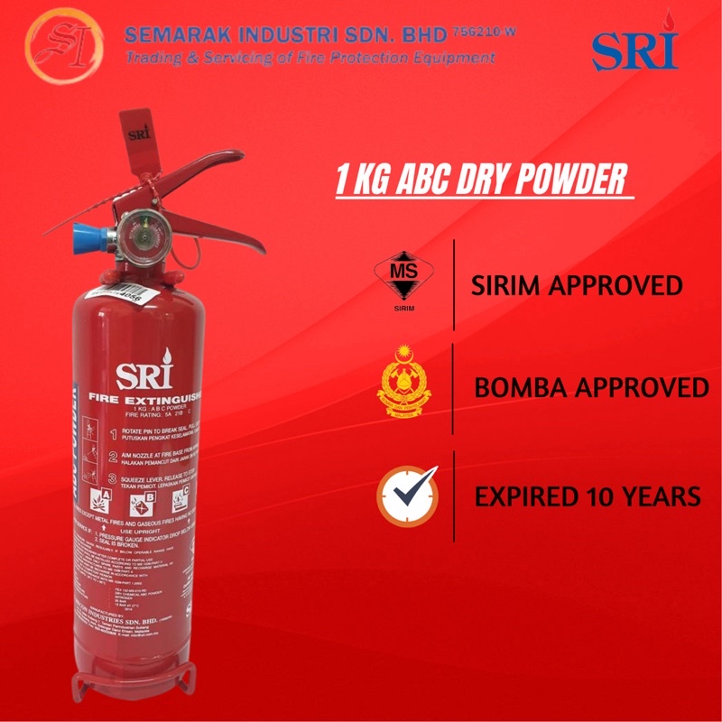 SRI Fire Extinguisher 1kg ABC Dry Powder (Ready Stock) | Shopee Malaysia