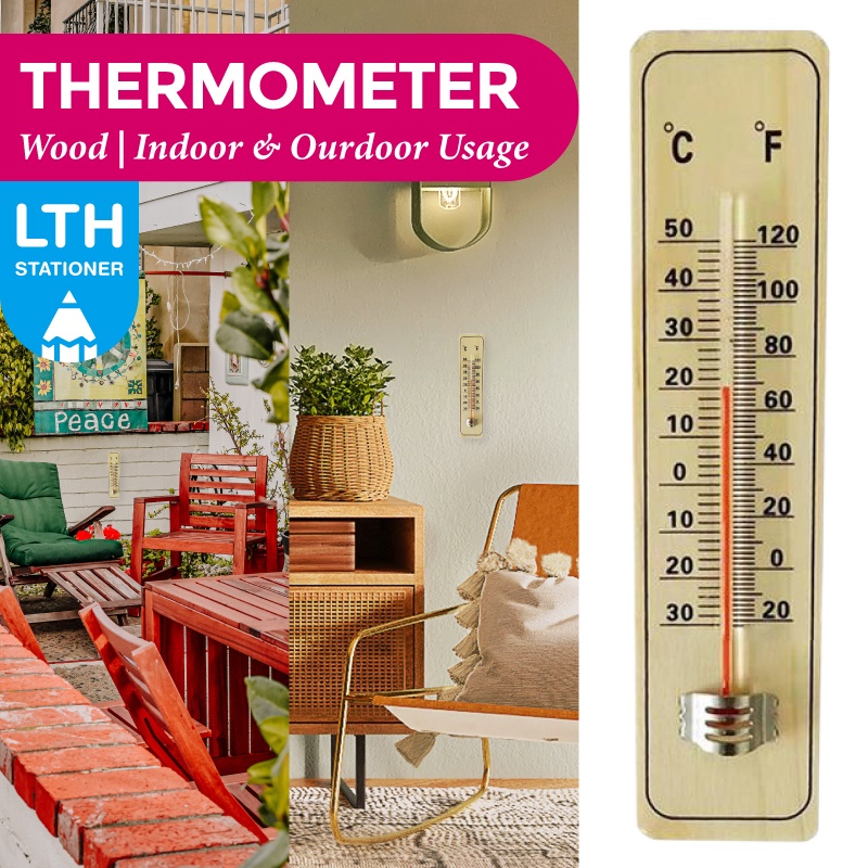 LTH Wooden Wall Hang Thermometer HWT12 Indoor Outdoor Room Temperature ...