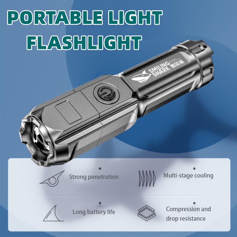 Smiling Shark Strong Light Focusing Flashlight Outdoor Portable ...