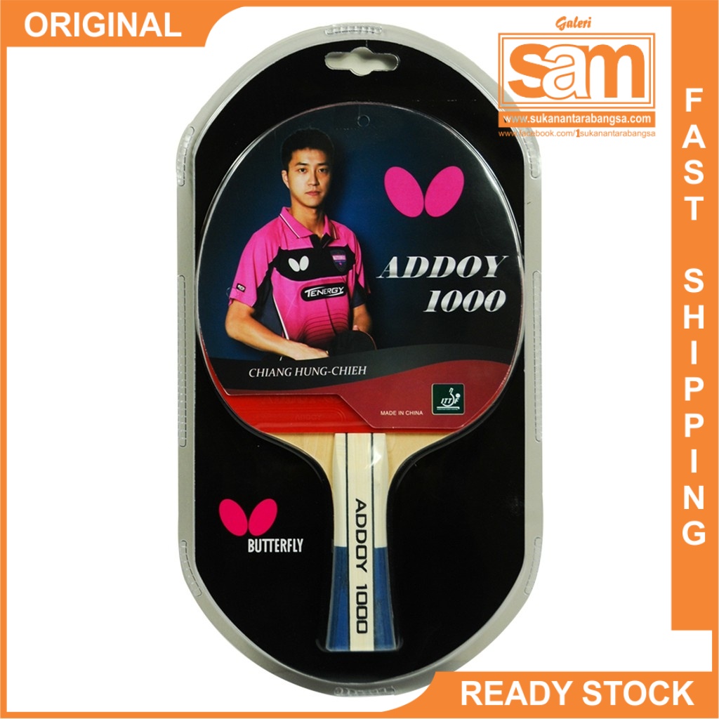 Bat Pingpong BUTTERFLY Table Tennis Bat Addoy (Shakehand Complete Bat ...
