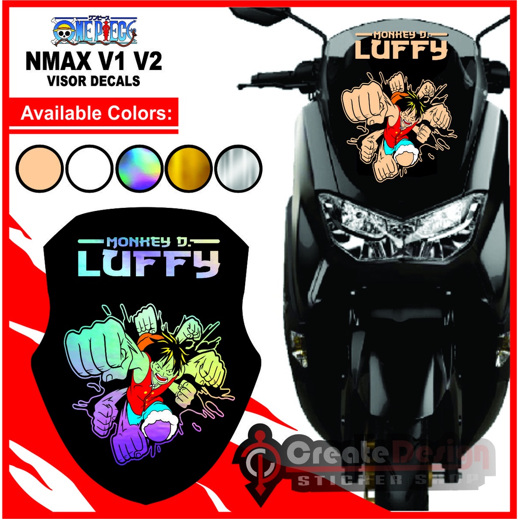 YAMAHA NMAX V1 V2 VISOR DECALS ONE PIECE MONKEY D. LUFFY CUT OUT ...