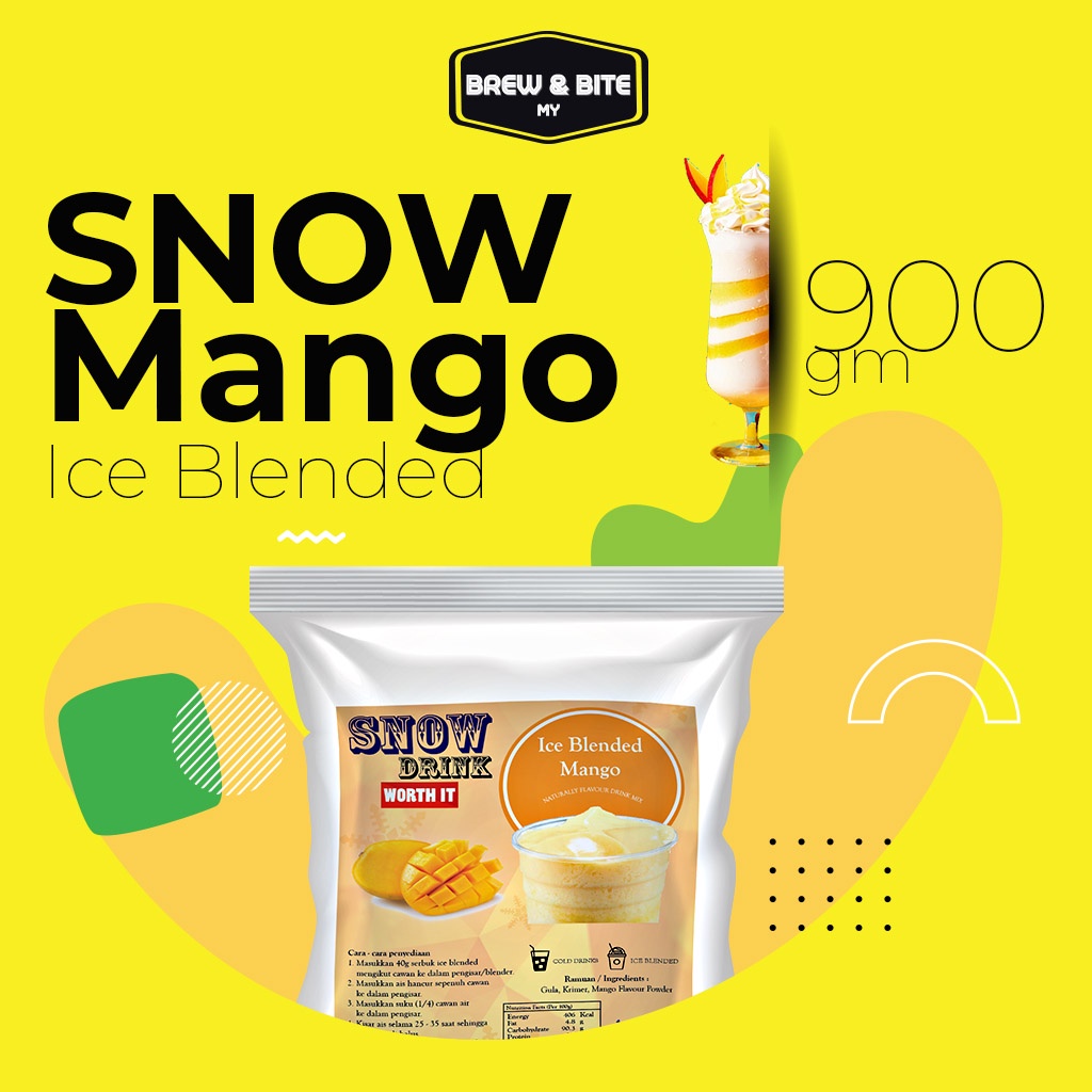 🇲🇾READY STOCK🇲🇾 MANGO SNOW ICE BLENDED INSTANT PREMIX POWDER 900G ...