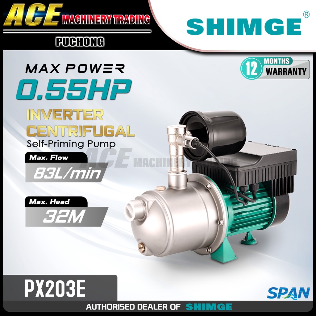 [SHIMGE] PX203E 0.5Hp Inverter Centrifugal Self Priming Water Pump Max ...