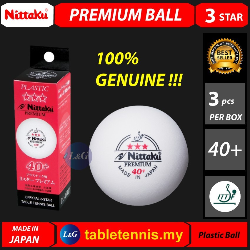100% Genuine Nittaku Ball 3-Star Premium Table Tennis Ball Bola Ping Pong Original 3 pcs in box ...