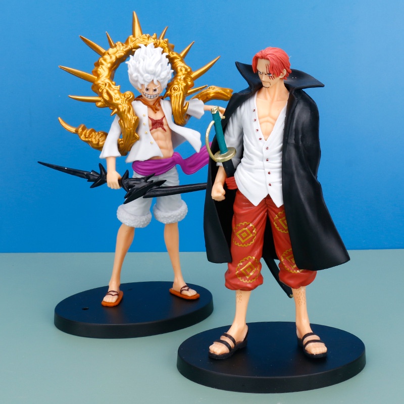 19cm Anime One Piece DXF Monkey D Luffy Sun God Nika Red Hair Shanks ...