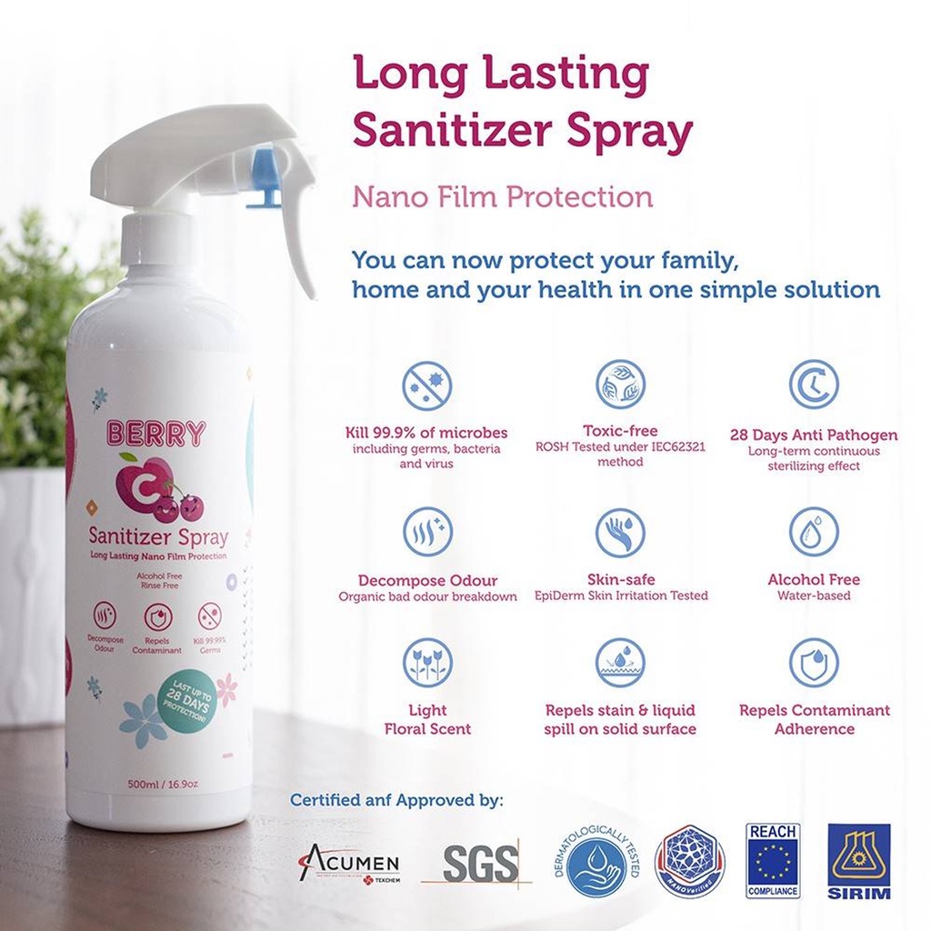 Berry C BerryC Sanitiser Spray Sanitizer Nano Film Coating Protection ...