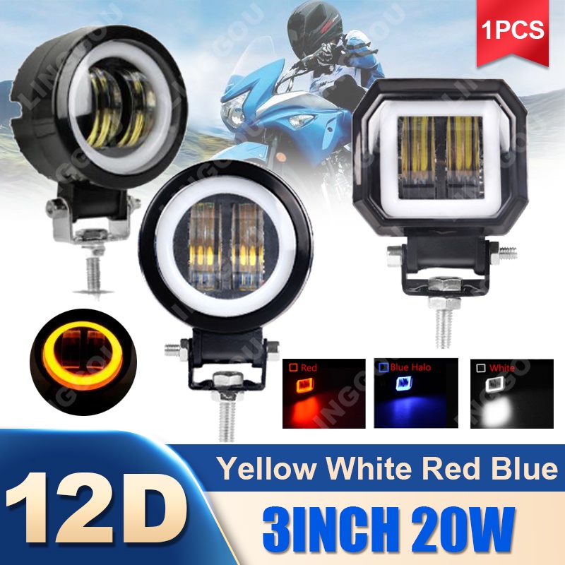 3 Inch Square Round LED Work Light Car Motorcycle Super Bright Angel ...