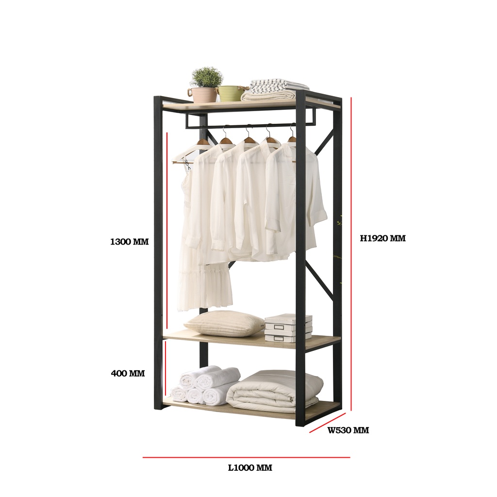 Metal Wardrobe Clothes Hanging Rack Rak Baju Besi Tebal Heavy Duty ...