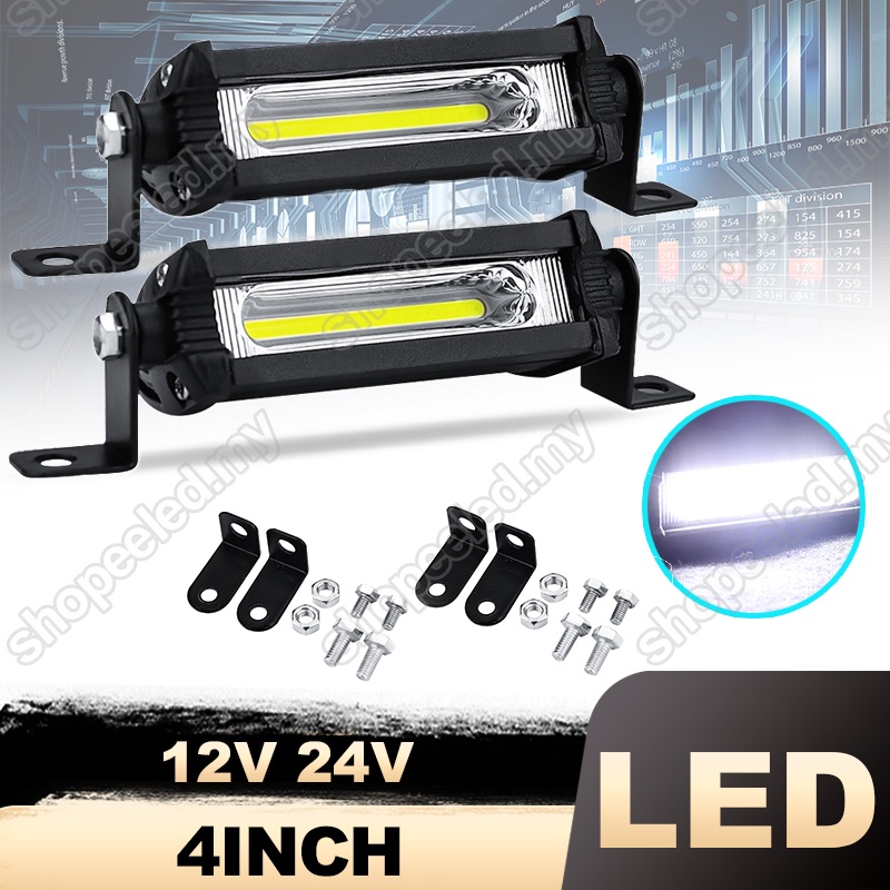 Led Work Lights Tractors Trucks 12v 24v COB 4 Inch Headlight Motorbike ...