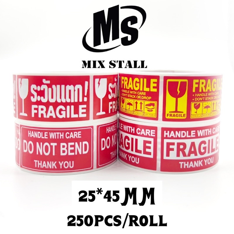 STICKER FRAGILE 250pcs/roll DO NOT BEND HANDLE WITH CARE STICKER ...