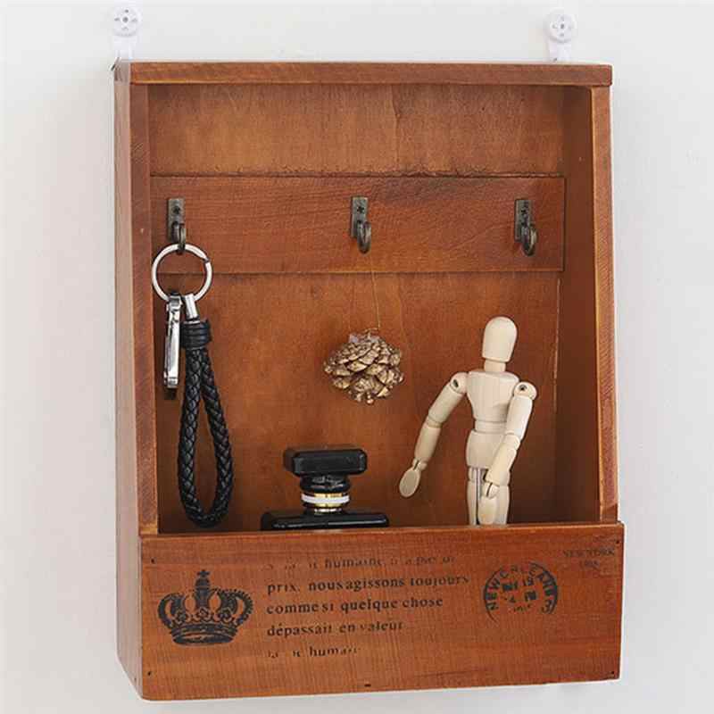 Wooden Vintage Key Holder Wall Mounted or TableTop with Letter Storage ...