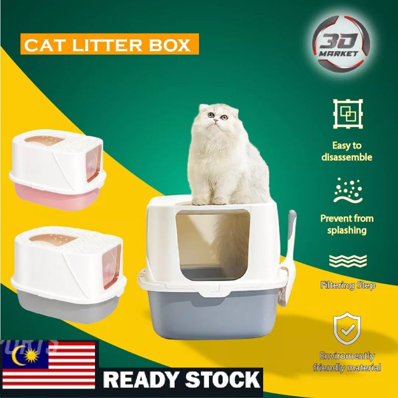 😺 🐈 Pakeway Ark Cat Litter Box Bekas Pasir Kucing Cut Toilet Tandas ...