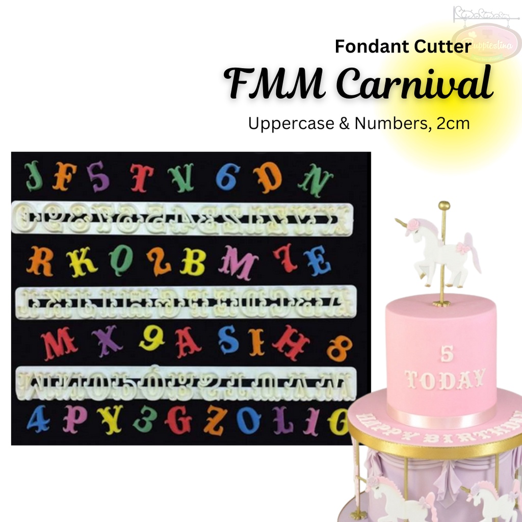 Fondant Alphabet Cutter: FMM UK, Carnival Font, uppercase and numbers ...
