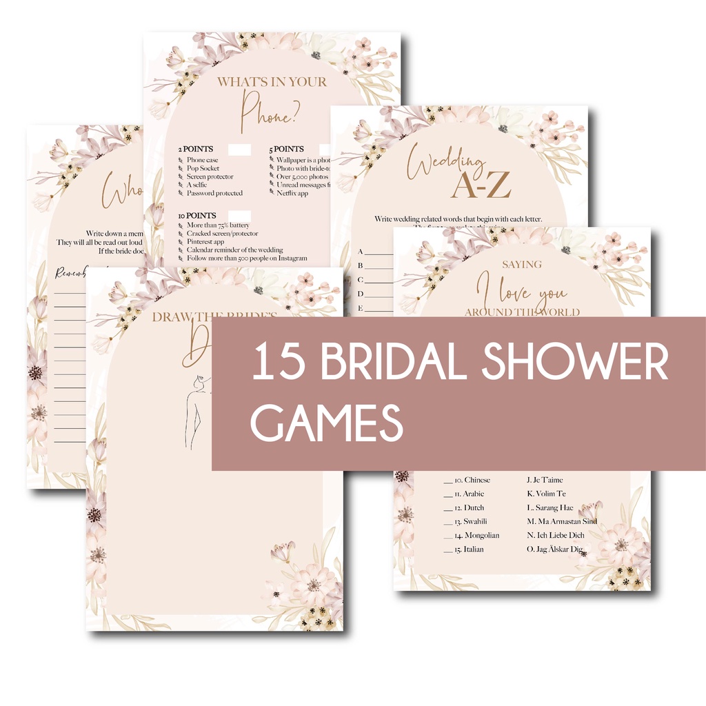 15 Printable Pink Boho Bridal Shower, Bachelorette PDF Games, Download ...