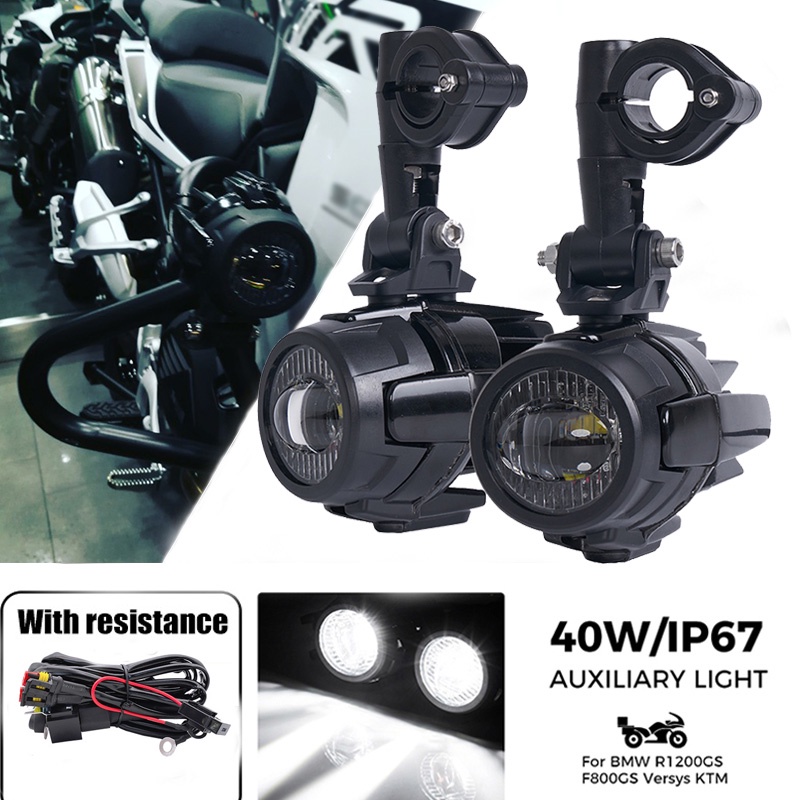 Motorcycle Auxiliary Lights 40W Spot Driving Fog Lamps For BMW R1200GS R1250GS For Honda Africa ...