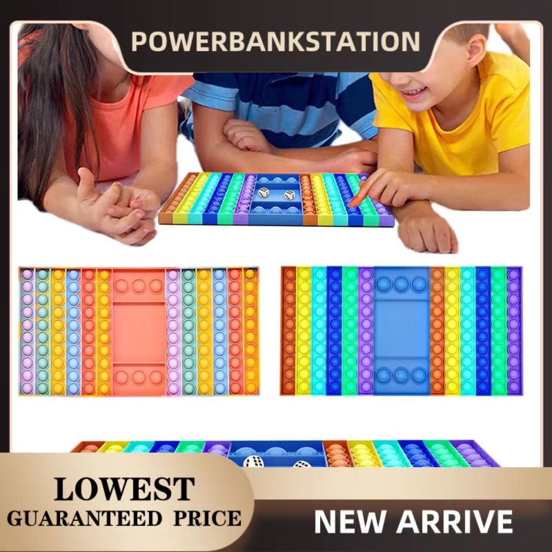 PSB_ Big Pop It Game Fidget Toy Rainbow Chess Board Push Bubble Popper ...