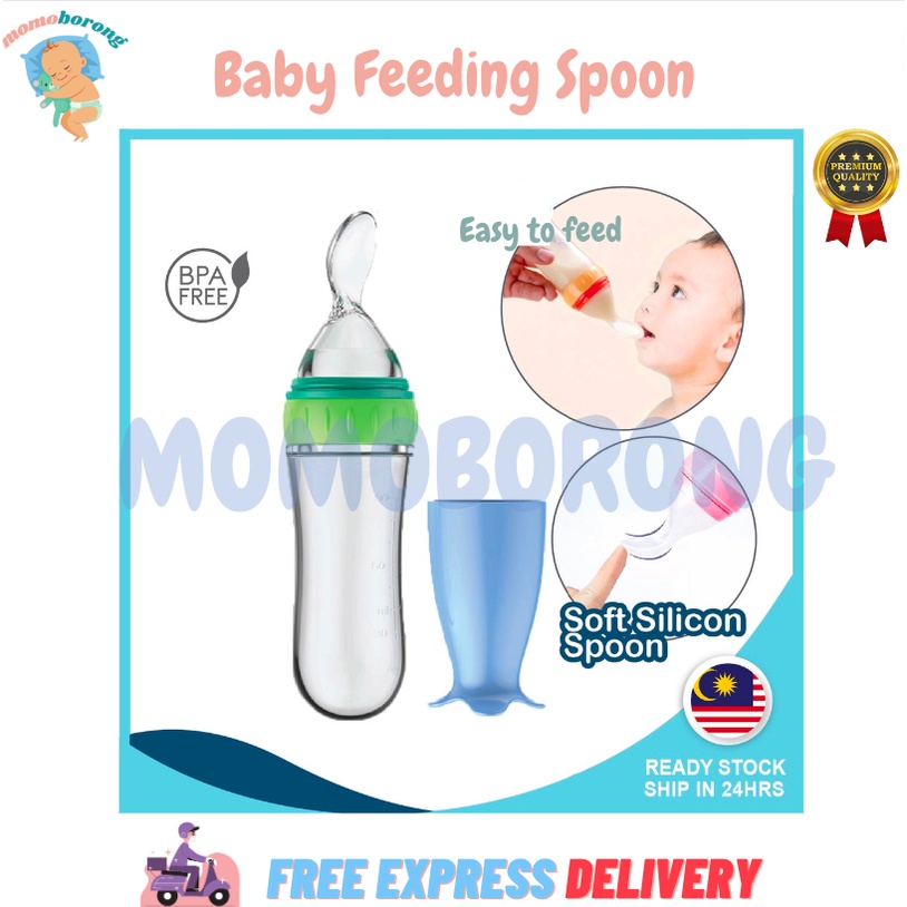 [CLEARANCE] Baby Soft Silicone Squeeze Spoon Feeder Feeding Bottle Food ...