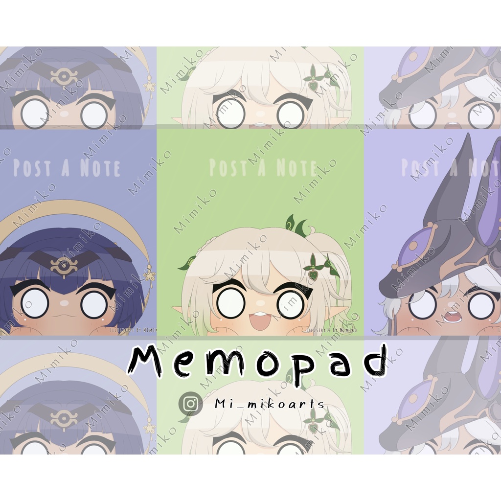 Genshin impact Memopad Notepad Candance Kusanali/Nahida Cyno 75gsm 80 ...