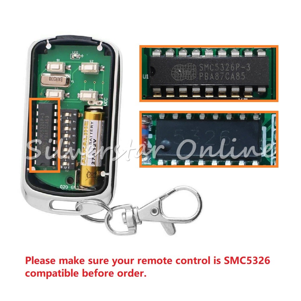 Autogate Remote Control Transmitter SMC5326 330MHz 433MHz Auto Gate ...