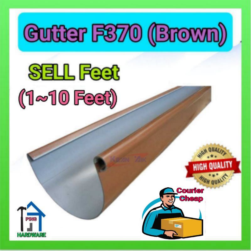 Gutter F370 Pvc(BROWN) Jual kaki(1~7kaki/Feet) | Shopee Malaysia