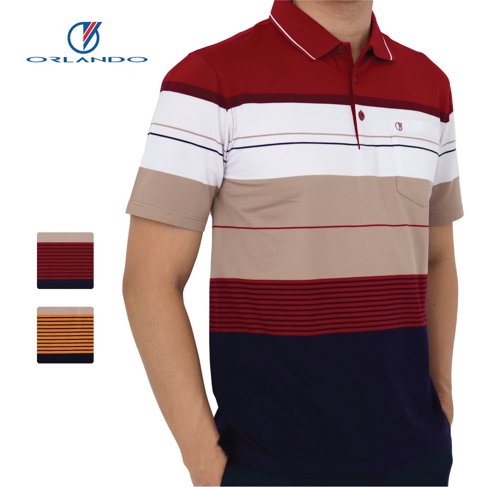 ORLANDO Men Striped Polo Tee Shirt - RL63301B222 | Shopee Malaysia
