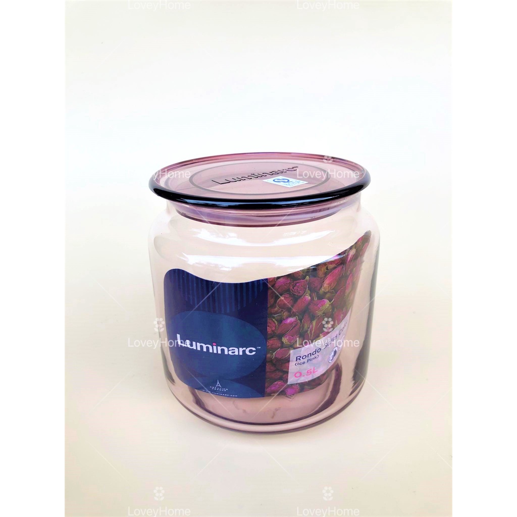 Luminarc Pink Rondo Jar Airtight Glass Pot Food Canister Container ...