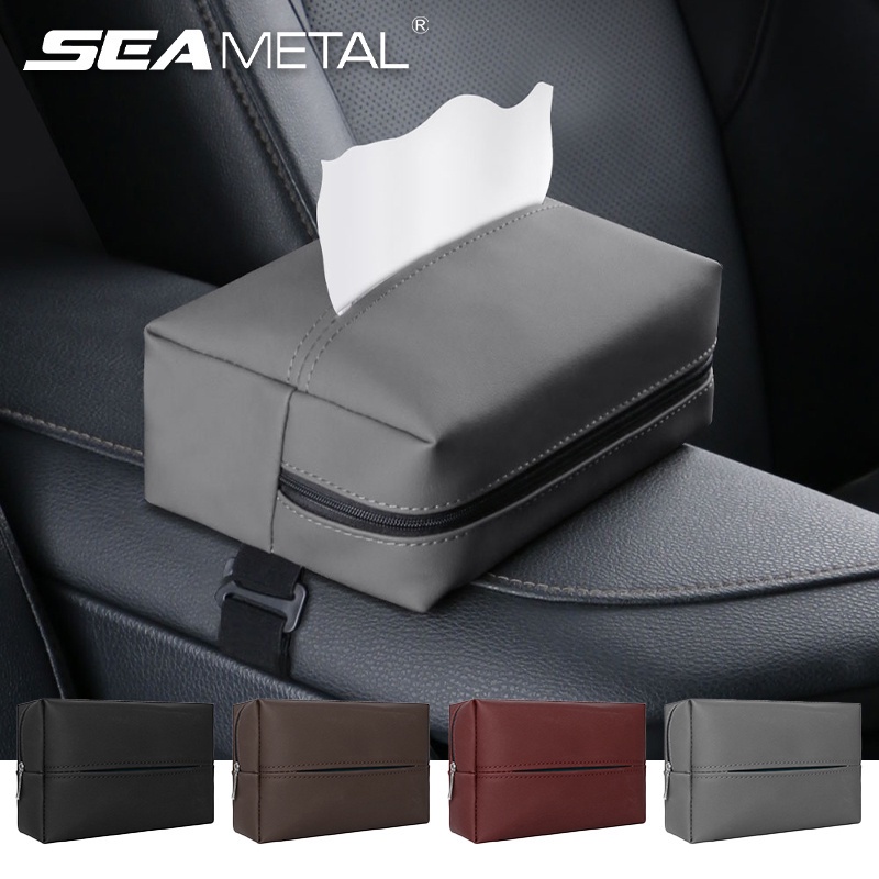 SEAMETAL Car Tissue Box Nappa Leather Tissue Holder Automobile Armrest ...