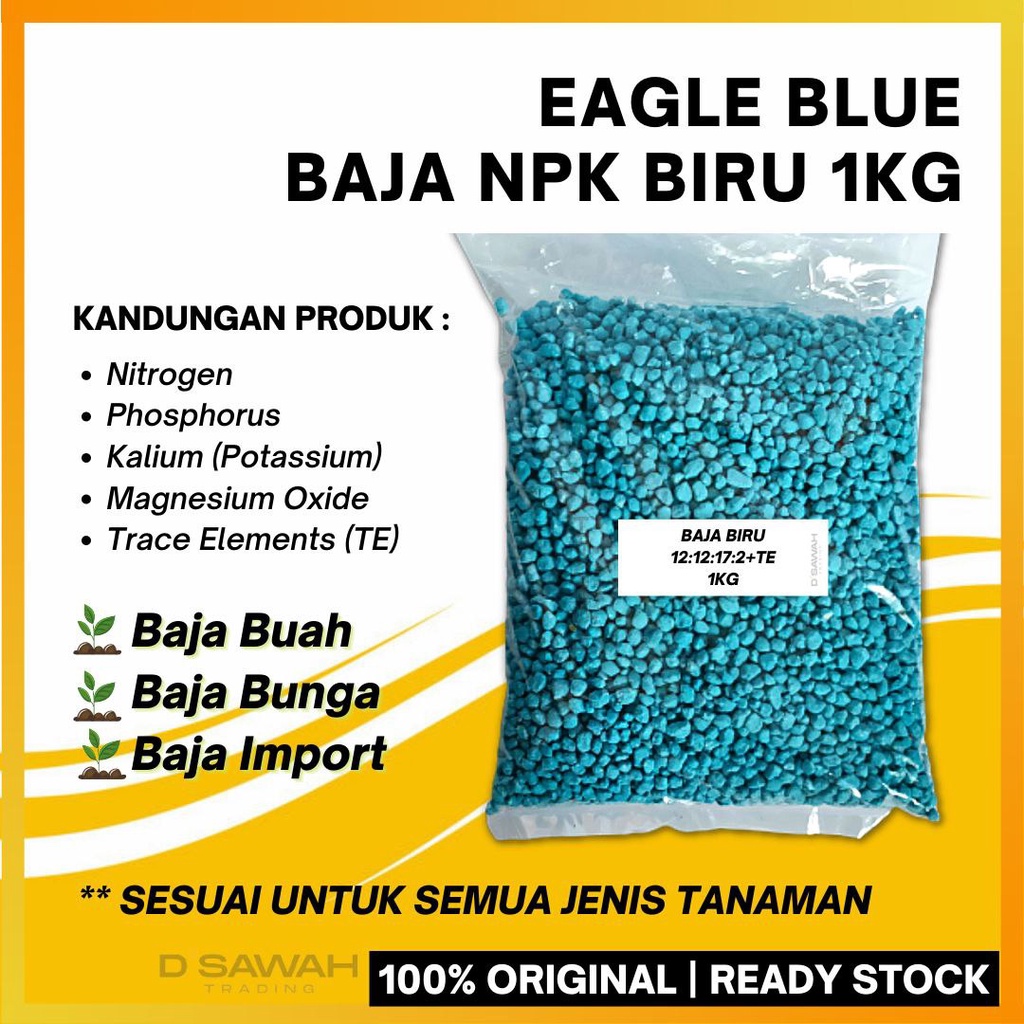EAGLE BLUE Baja Biru (Baja Import) 1KG NPK 12-12-17-2+TE Baja Buah Baja ...