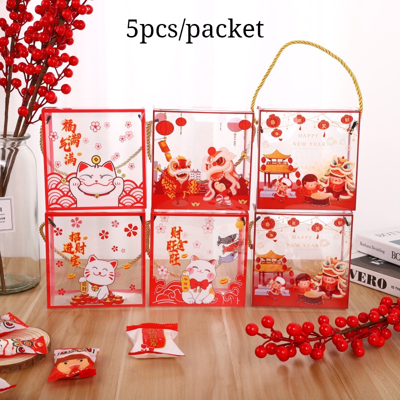 Creative New Year Snowflake Crisp Packaging Box Portable Nougat Cookie ...