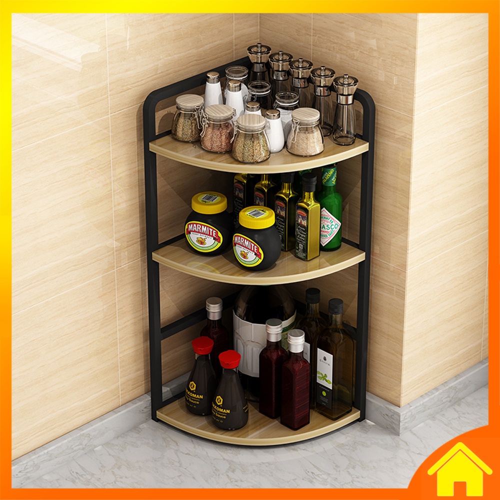 [OneHome] Corner Seasoning Storage Rack Organizer Kitchen Rak Besi ...