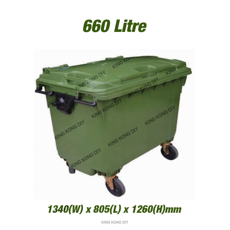 [ KL & Selangor ONLY ] 660L 1100L Green Bandaraya Mobile Garbage Bin ...