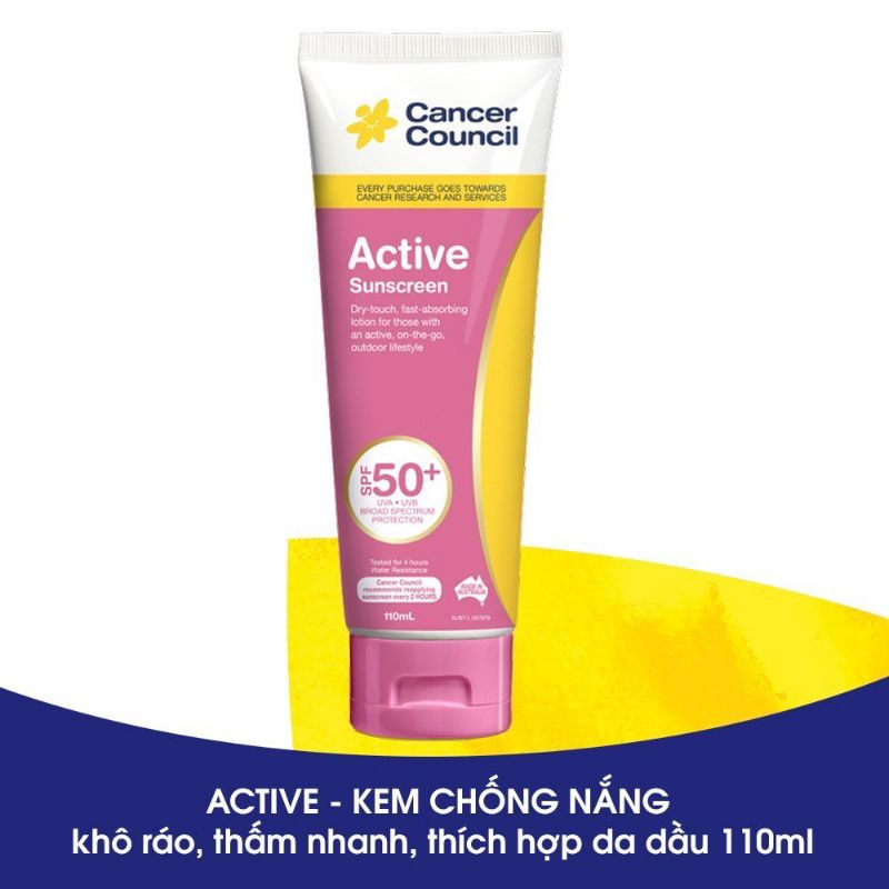 Cancer Council Active Pink Sunscreen SPF 50+ / PA + + + 110ml (Oil Skin ...