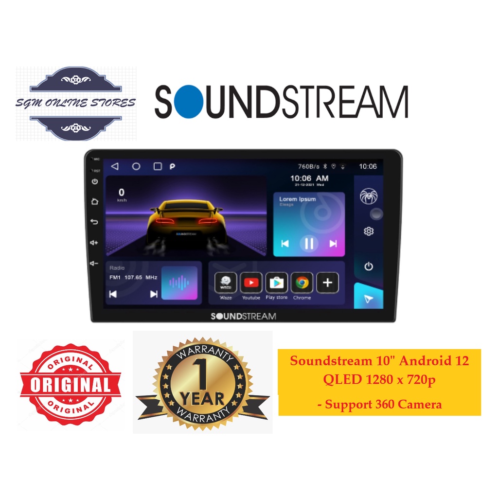 SOUNDSTREAM Android 12 Car Player 10inch Support 360 Camera DSP QLED (4 ...