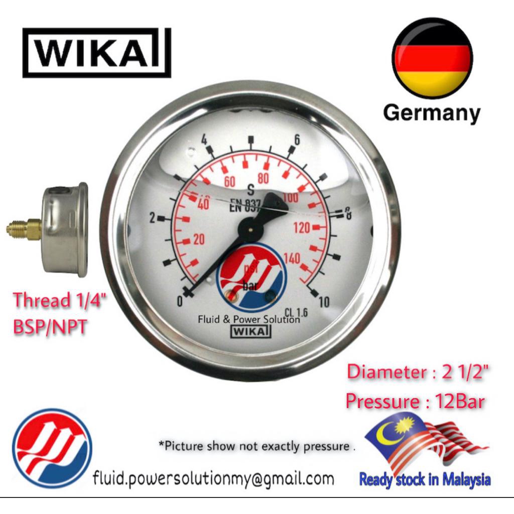 " WIKA " 100% Original Pressure Gauge , 0~10/12 Bar Diameter 2" 1/2 ...