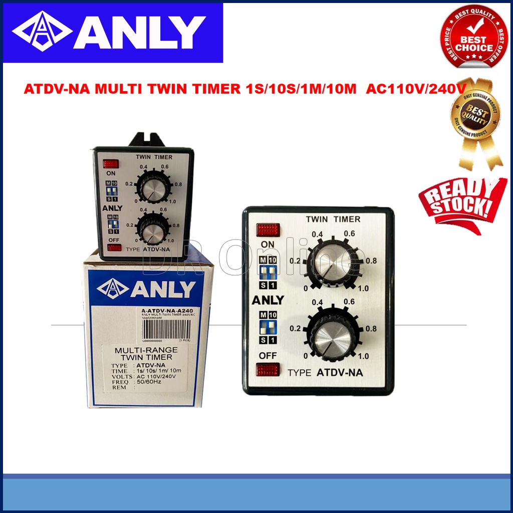 ANLY MULTI RANGE TWIN TIMER ATDV-NA 240VAC ~ 1S/10S/1M/10M, (A-ATDV-NA-A240) | Shopee Malaysia