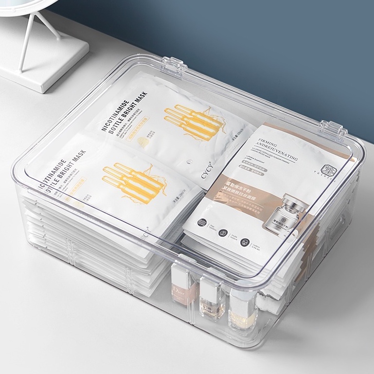Mask Storage Box Facial Mask Cosmetic Transparent Desktop Skincare ...