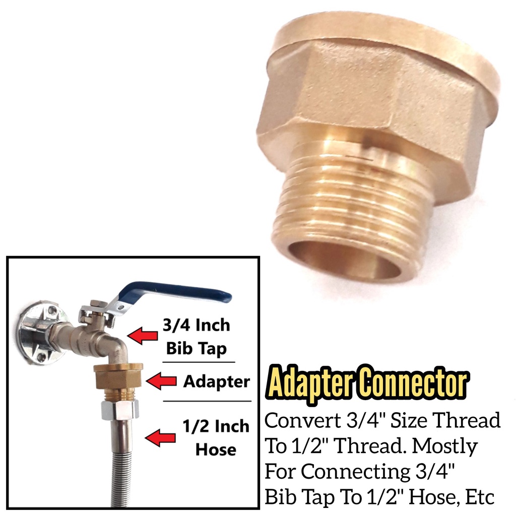 3/4INCH FEMALE INNER THREAD TO 1/2INCH MALE OUTER THREAD CONNECTOR ...