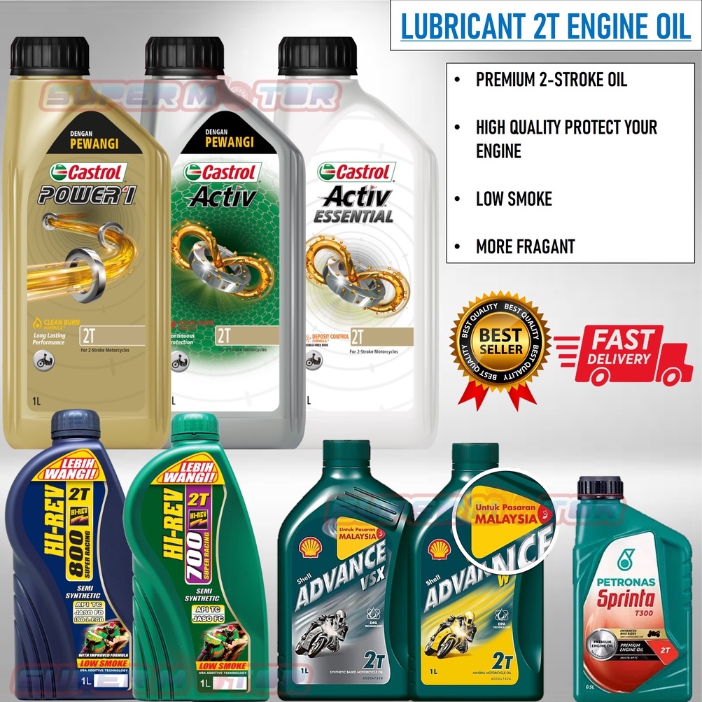 LUBRICANT 2T MOTORCYCLE OIL Castrol | Petronas | Hi-rev | Shell | 2T 2-STROKE ENGINE OIL ...